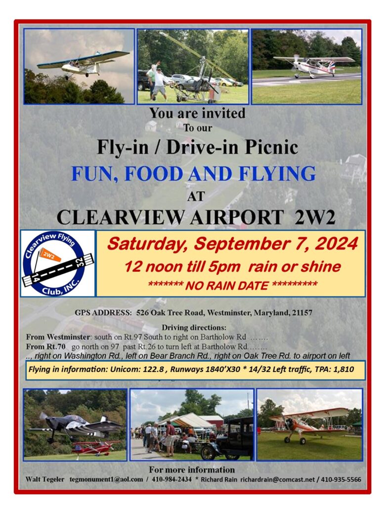 2024 Annual Fly-In / Drive-In Picnic | Clearview Flying Club